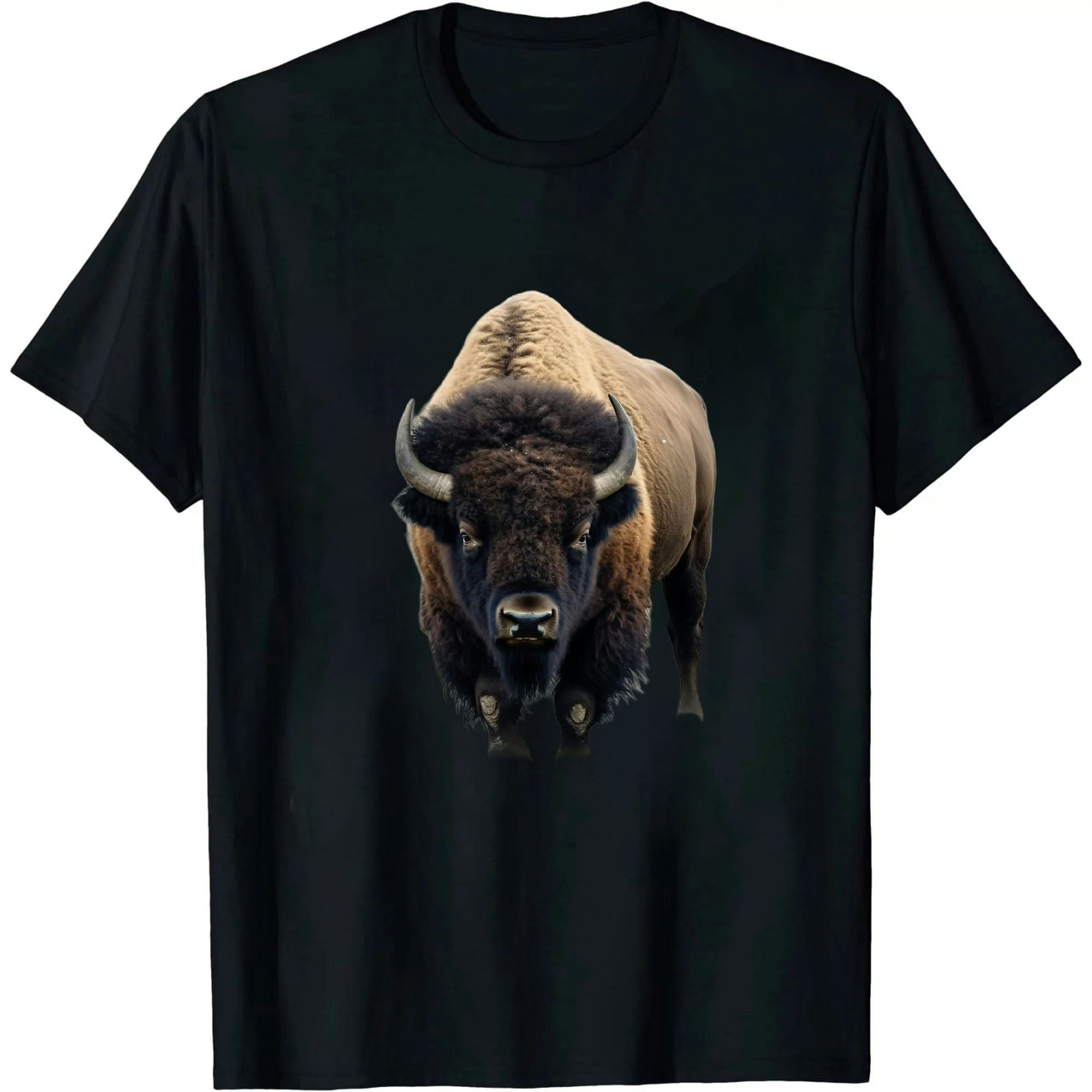ARISTURING Bison Buffalo Cattle Design Illustration Gift T-Shirt ...