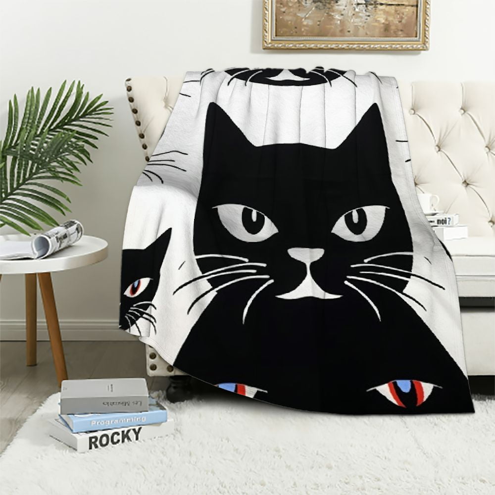 ARISTURING Black Cat Fuzzy Blanket for Kids Toddler Cute Pet Cats Throw ...