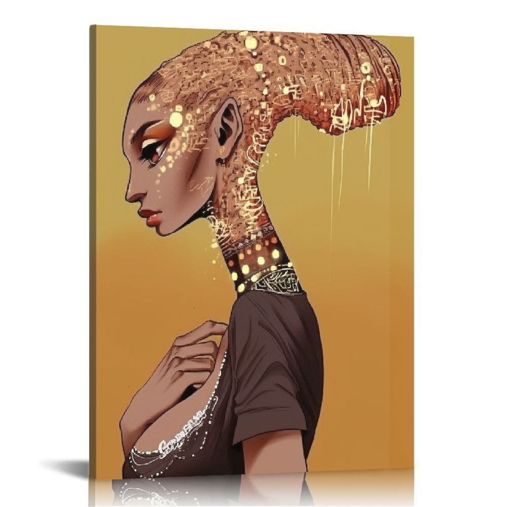 ARISTURING Black Girl African Woman Wall Art Aesthetic Posters, Retro Style Black Woman Ethnic ...
