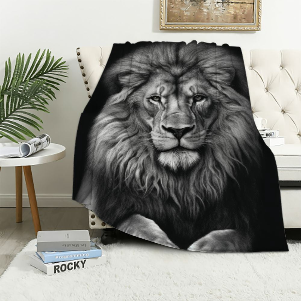 ARISTURING Black Lion Throw Blanket for Boys Girls Adult Soft ...