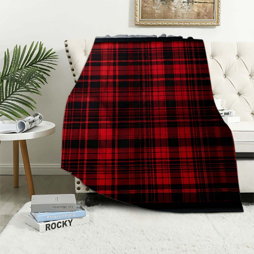 ARISTURING Black and Red Buffalo Plaid Throw Blanket for Couch, Soft ...