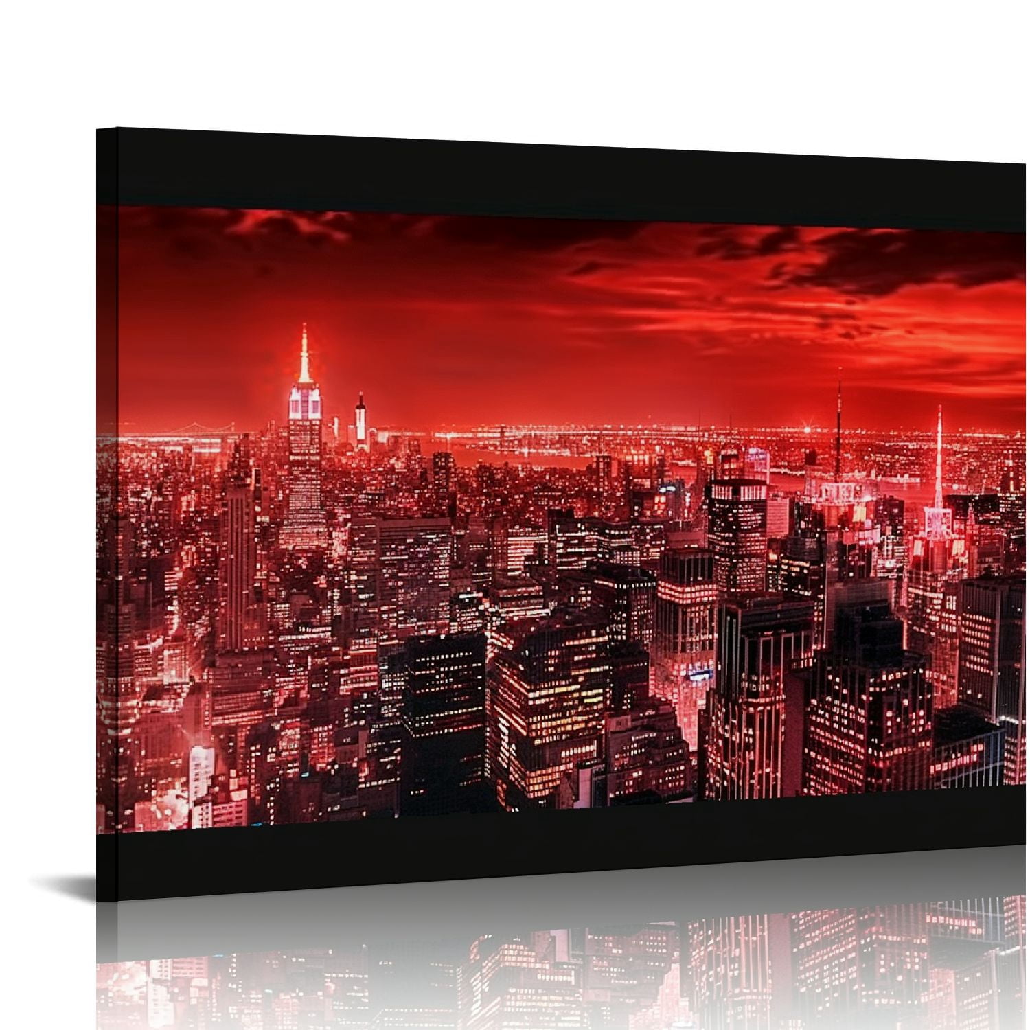 ARISTURING Black and Red New York City Canvas Wall Art Manhattan ...