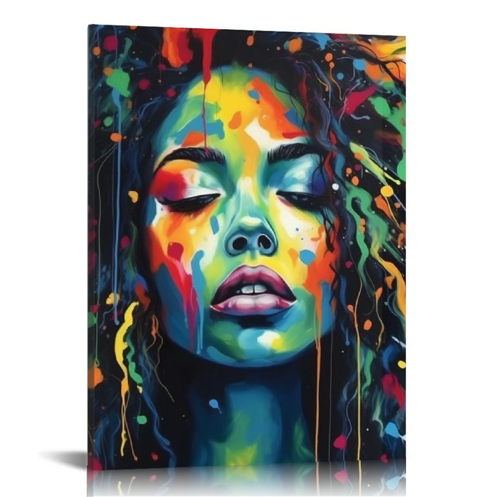 ARISTURING Black Wall Art Abstract African American Woman Poster Afro Girl Canvas Pictures for ...
