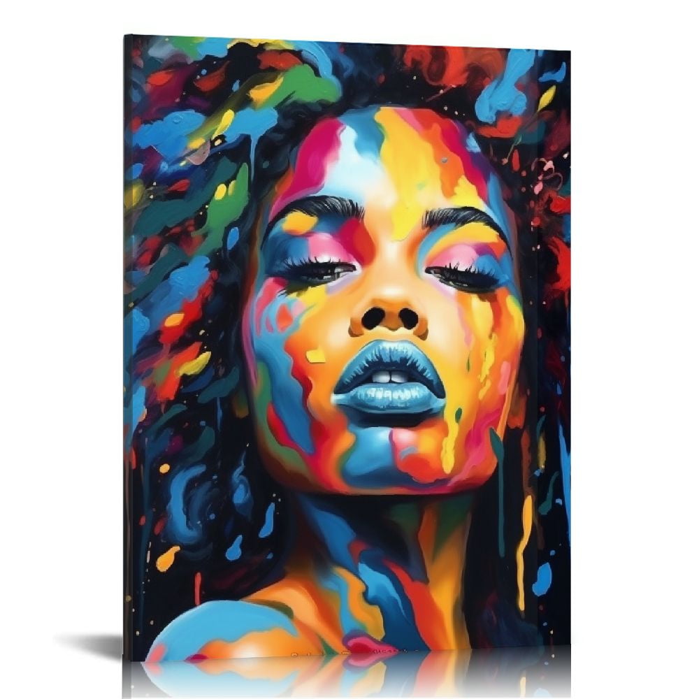 ARISTURING Black Wall Art Abstract African American Woman Poster Afro Girl Canvas Pictures for ...