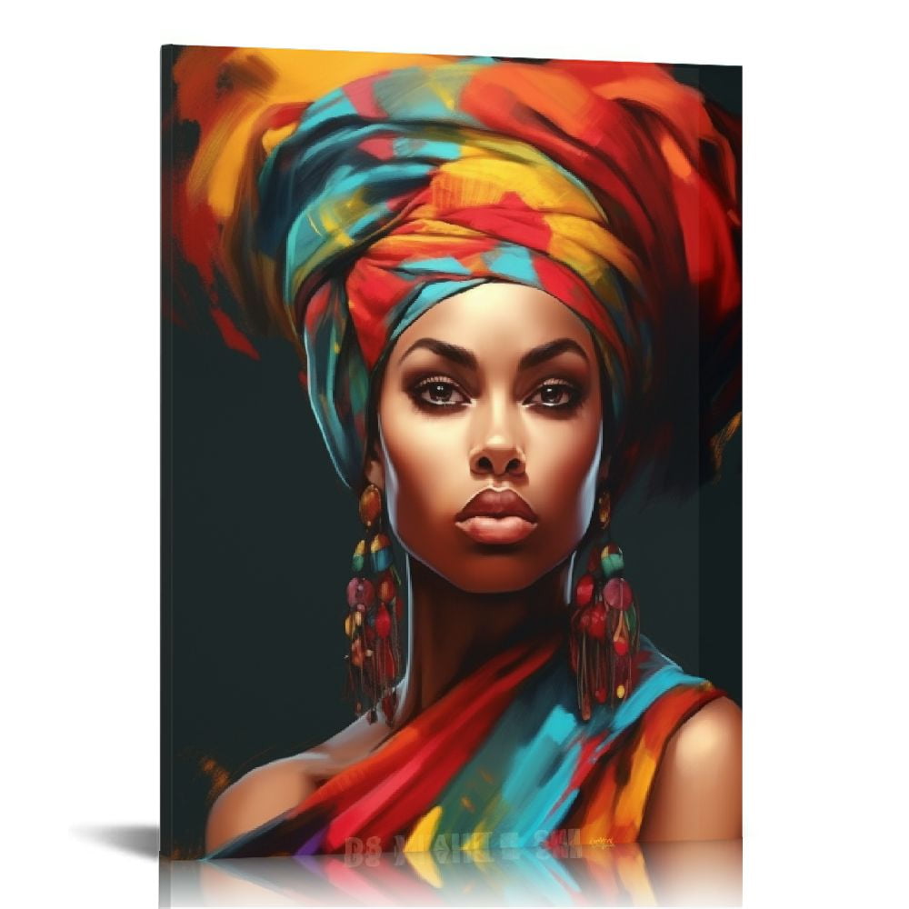 ARISTURING Black Wall Art Abstract African American Woman Poster Afro Girl Canvas Pictures for ...