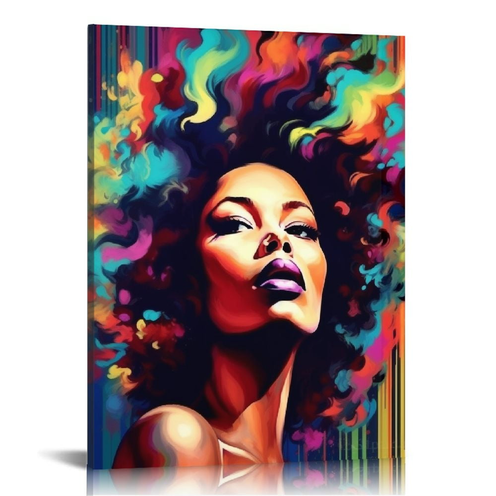 ARISTURING Black Wall Art Abstract African American Woman Poster Afro Girl Canvas Pictures for ...