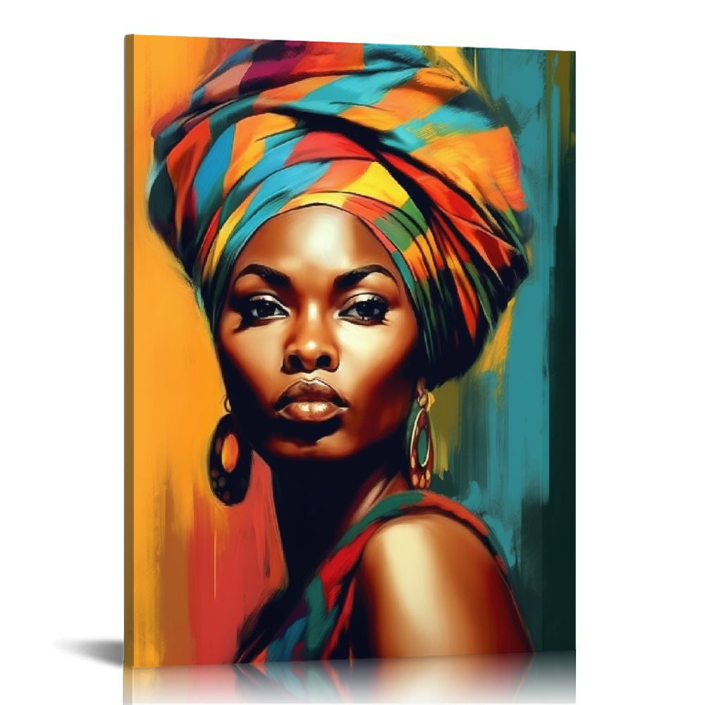 ARISTURING Black Wall Art Abstract African American Woman Poster Afro Girl Canvas Pictures for ...