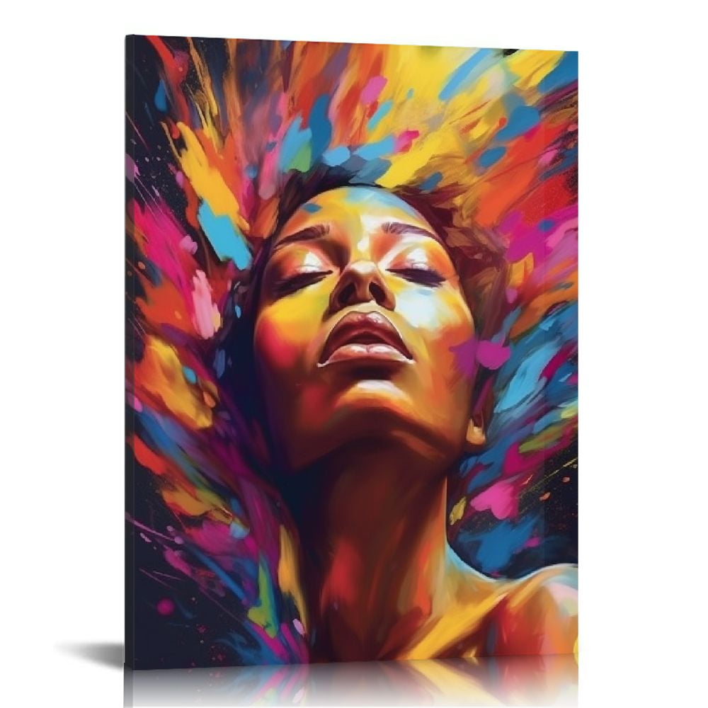 ARISTURING Black Wall Art Abstract African American Woman Poster Afro Girl Canvas Pictures for ...