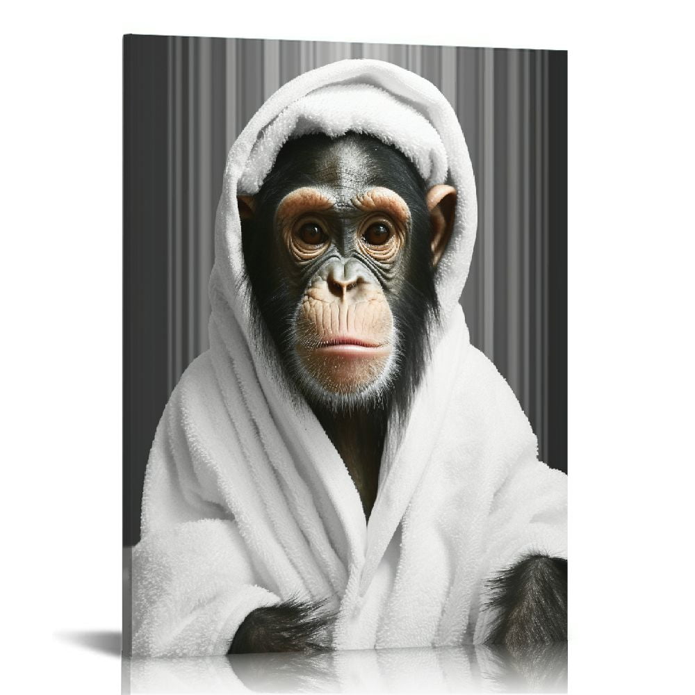 ARISTURING Black White Animal Portrait Wall Art Print Monkey Canvas ...