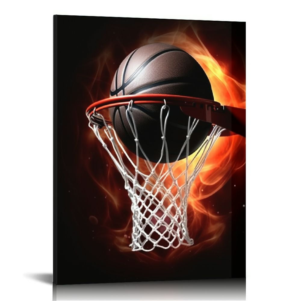 ARISTURING Black and White Sports Canvas Basketball Wall Art Basketball ...