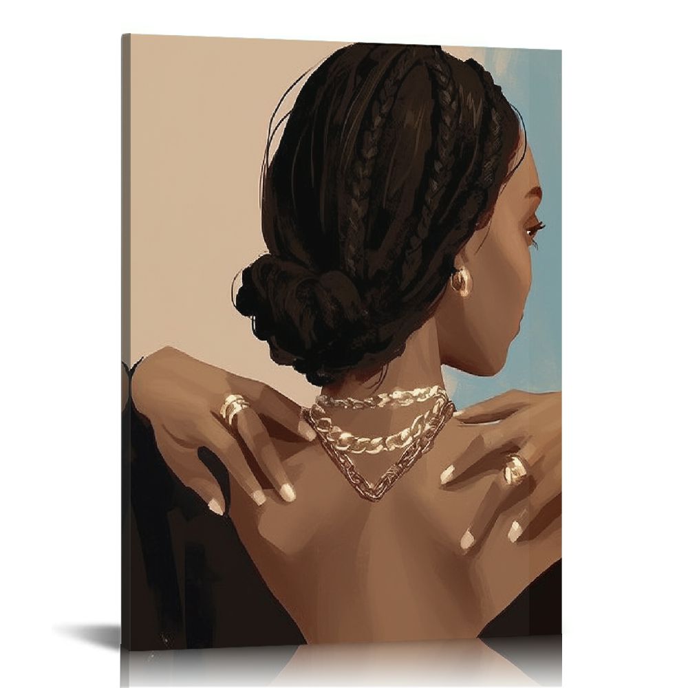 ARISTURING Black Woman Art Printing,Boho Black Female Wall Art, Black Girl Art Poster, Abstract ...