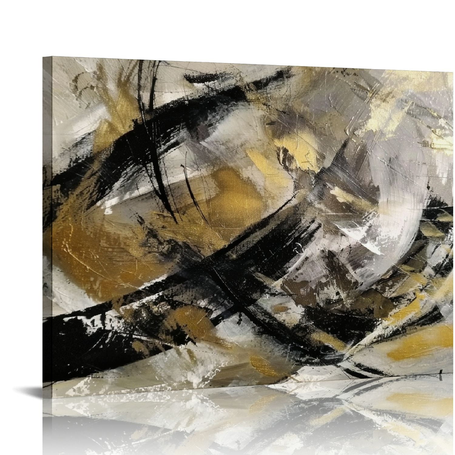 HENGT Black and Grey Canvas Art Wall Abstract Painting Line Art Home ...