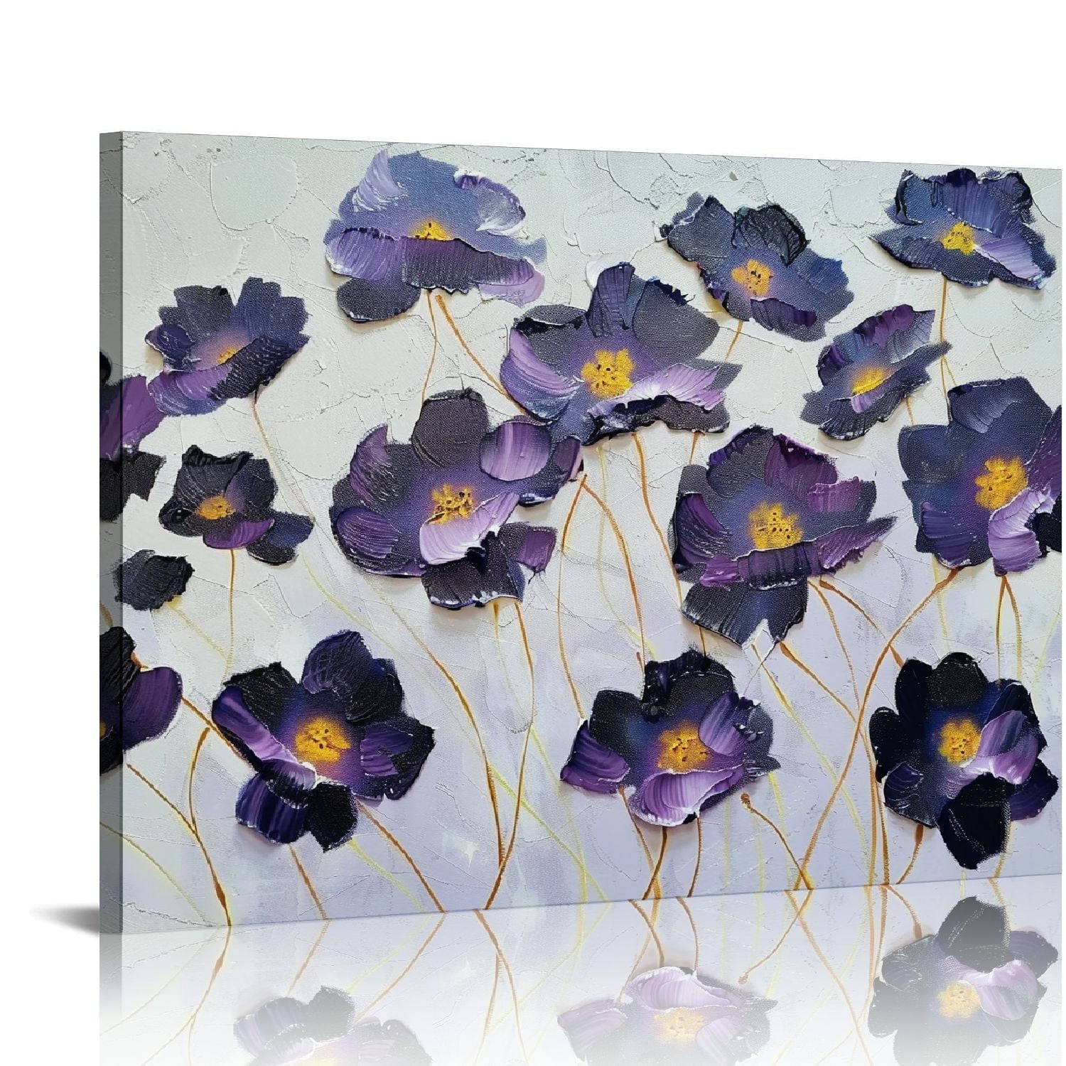 ARISTURING Black and White Flower Painting - Floral Canvas Wall Art ...