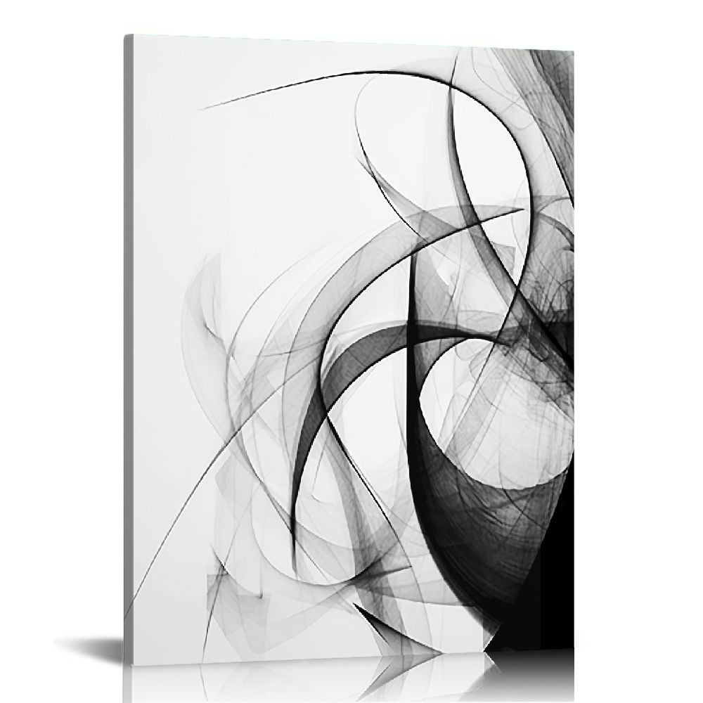 ARISTURING Black and White Line Print Art Abstract Canvas Painting ...