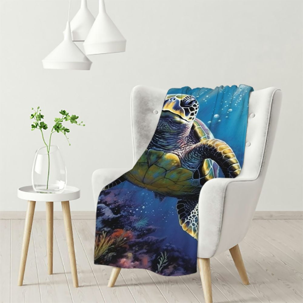 ARISTURING Blanket Comfort Warmth Soft Plush Throw for Couch Sea Turtle ...