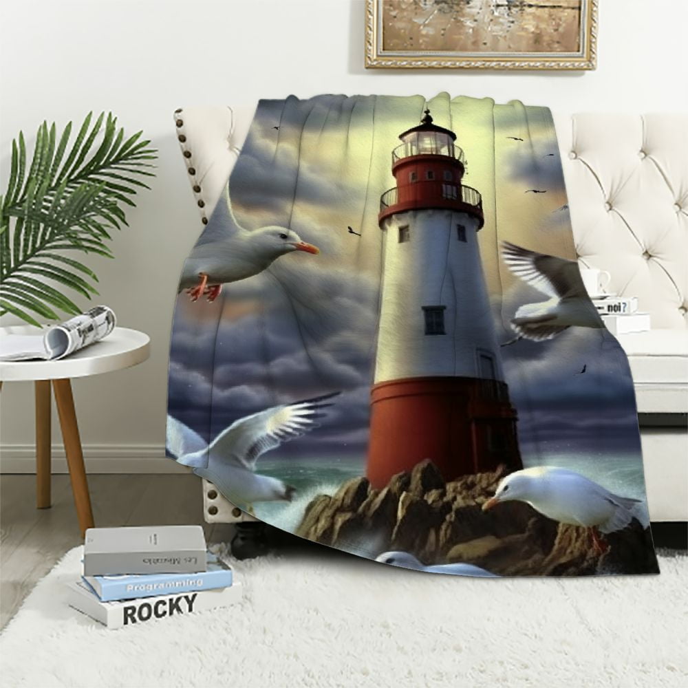 ARISTURING Blanket Lighthouse Bird Soft Throw Blanket for Gifts Sofa ...
