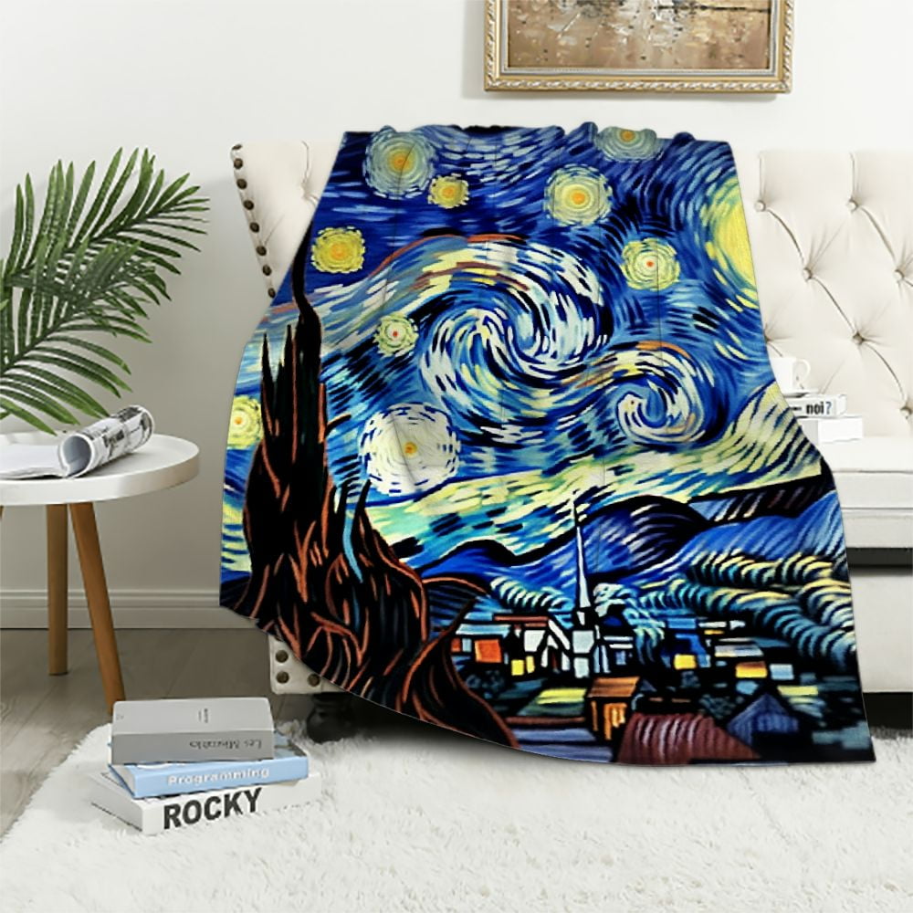 HENGT Blanket The Starry Night Art Print Throw Blanket Lightweight Soft ...