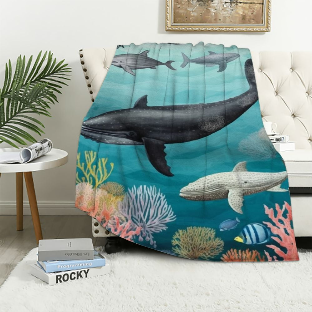 ARISTURING Blanket Warm Throw Blanket Vintage Humpback Whale Ocean ...