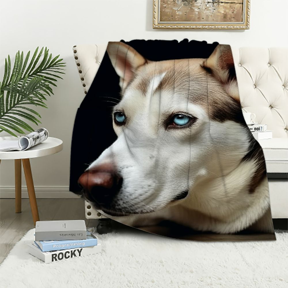 ARISTURING Blankets Plush Sofa Bed Throw Blanket Dashed Husky Dog ...