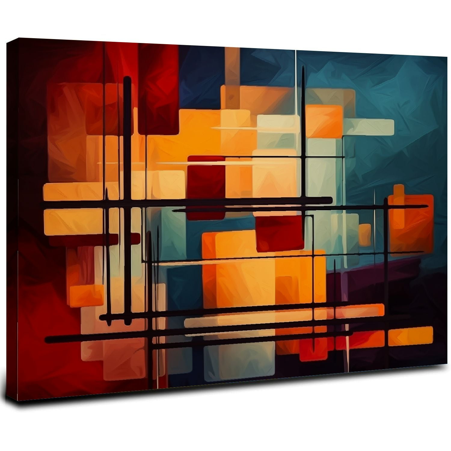 ARISTURING Blue Canvas wall art, Cubism Wall Art, Vibrant Collage In ...