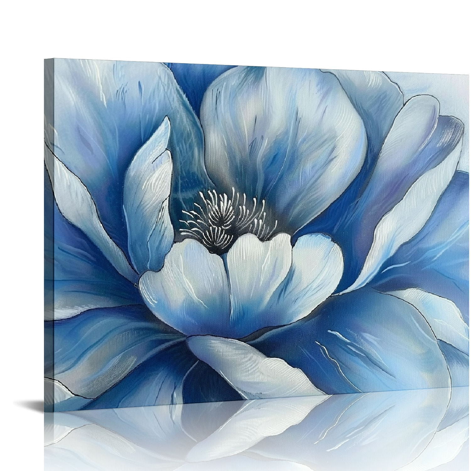 ARISTURING Blue Flower Canvas Wall Art Flower Blossoming Picture Print ...