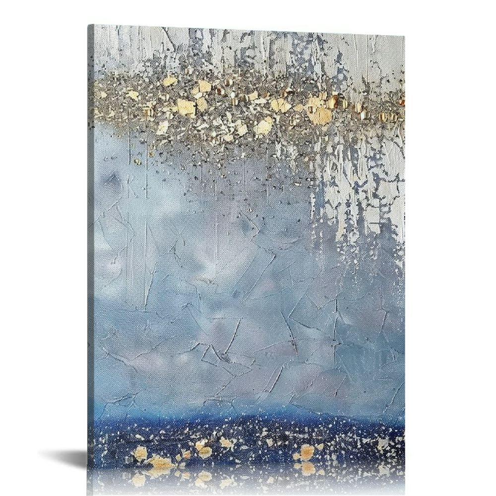 ARISTURING Blue and Gold Abstract Canvas Wall Art Modern Abstract ...