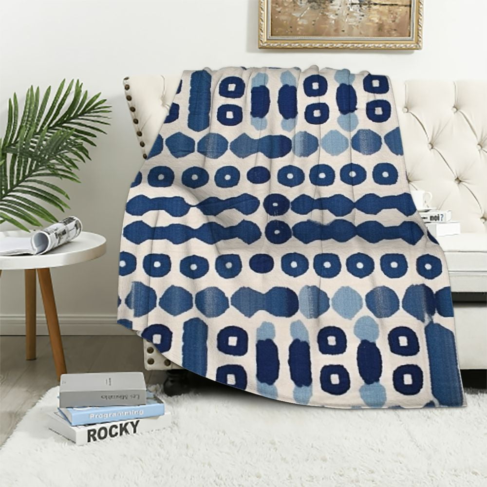 ARISTURING Blue Indigo Block Printed Soft African Mudcloth Cotton Throw ...
