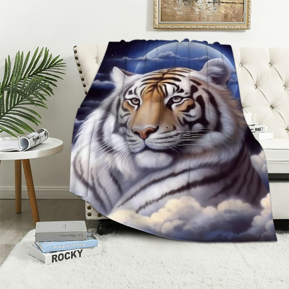 ARISTURING Blue Moon Tiger Blanket Soft Fluffy Throw for Couch Sofa Bed ...