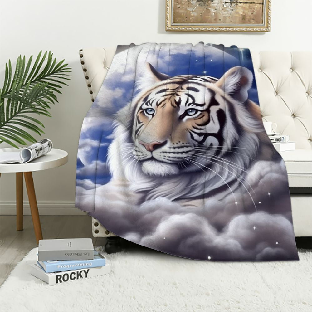 ARISTURING Blue Moon Tiger Blanket Soft Fluffy Throw for Couch Sofa Bed ...
