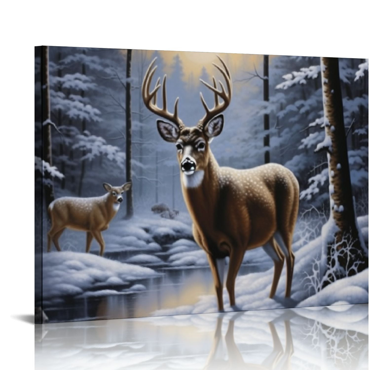 ARISTURING Blue Vintage Animal Deer Pictures Home Decor Winter Wolf ...