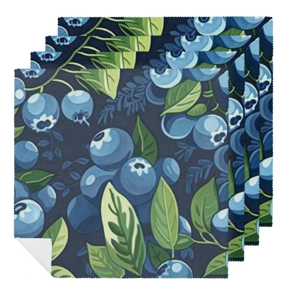 ARISTURING Blueberries Leaves Pattern Cloth Napkins, Polyester Fabric ...
