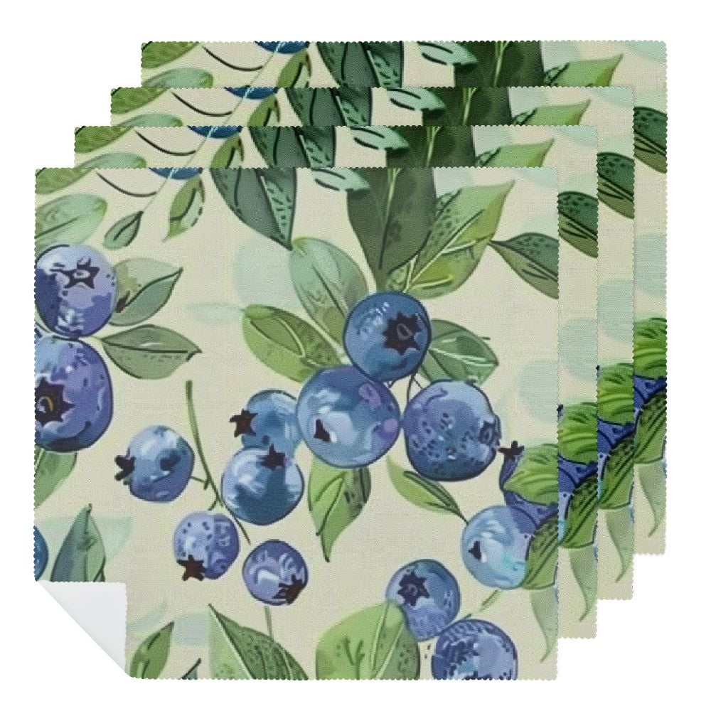 ARISTURING Blueberries Leaves Pattern Cloth Napkins for Farmhouse Party ...