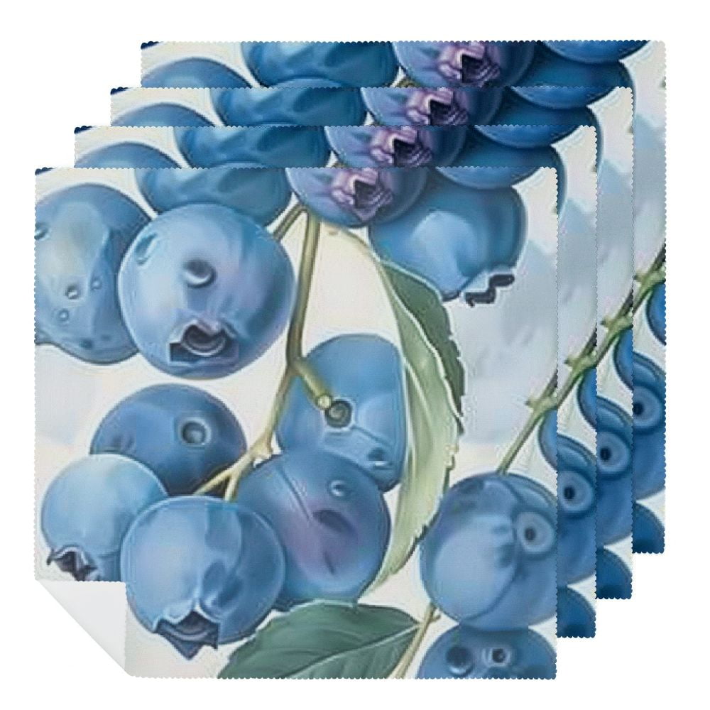 ARISTURING Blueberry Leaves Berries Cloth Napkins Polyester Home Decor ...
