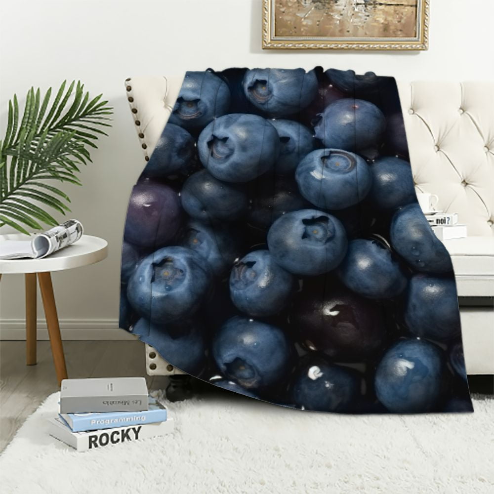 ARISTURING Blueberry Throw Blanket Fruits Food Blanket Super Soft Fuzzy ...