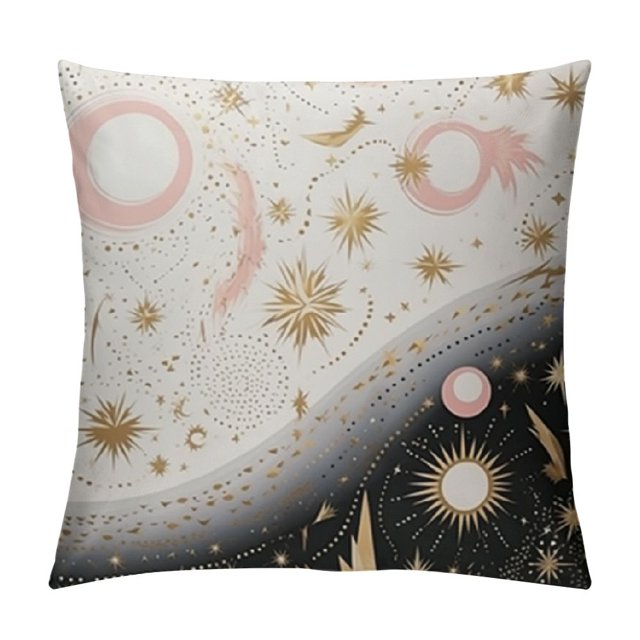 ARISTURING Blush Pink, Gold, Grey and White Star and Moon Body Pillow ...
