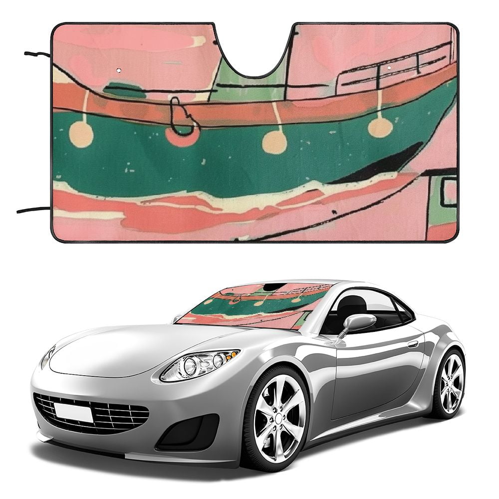 ARISTURING Boat Floral Pattern Car Sun Shade Windshield Sun Visor Universal Size for Most Cars ...