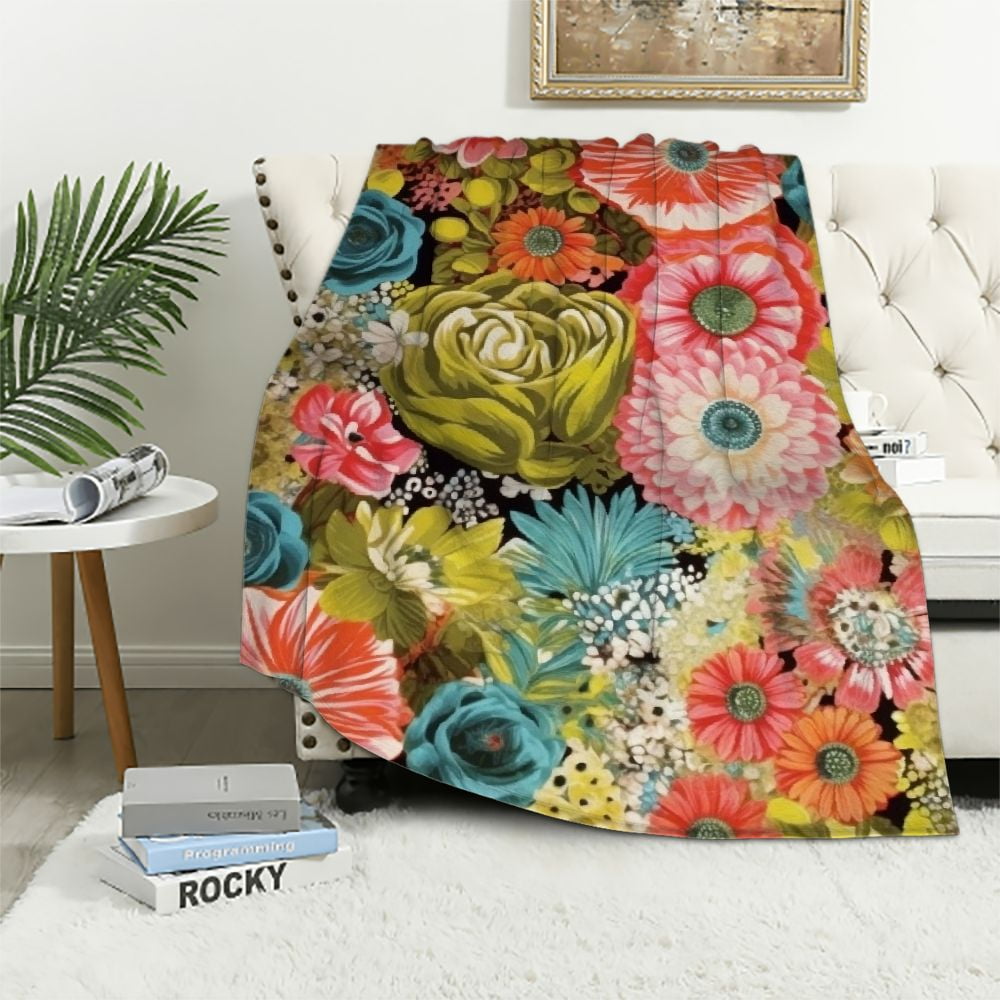 HENGT Boho Floral Blanket Bohemian Gifts for Mom Women Kids Girls ...