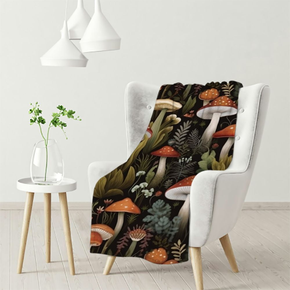 HENGT Boho Mushroom Blanket Autumn Mushrooms Lightweight Throw Blanket ...