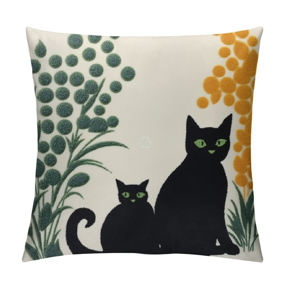 ARISTURING Boho Textured Throw Pillow Covers Cute Absract Cat Tufted ...