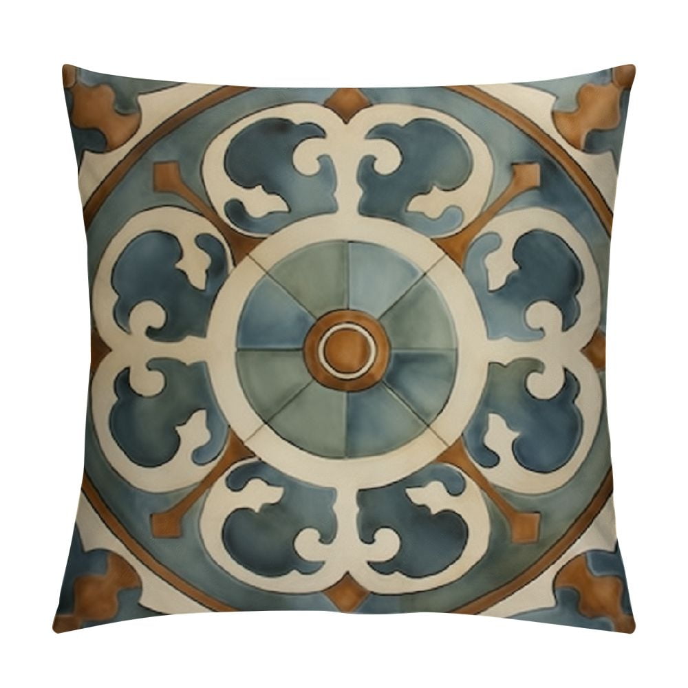 Jiayy Boho Themed Watercolor Boho Vintage Spanish Tile Exotic Retro ...