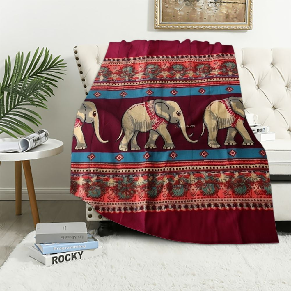 HENGT Boho Throw Blankets for Couch Bohemian Elephant Soft Cozy Plush ...