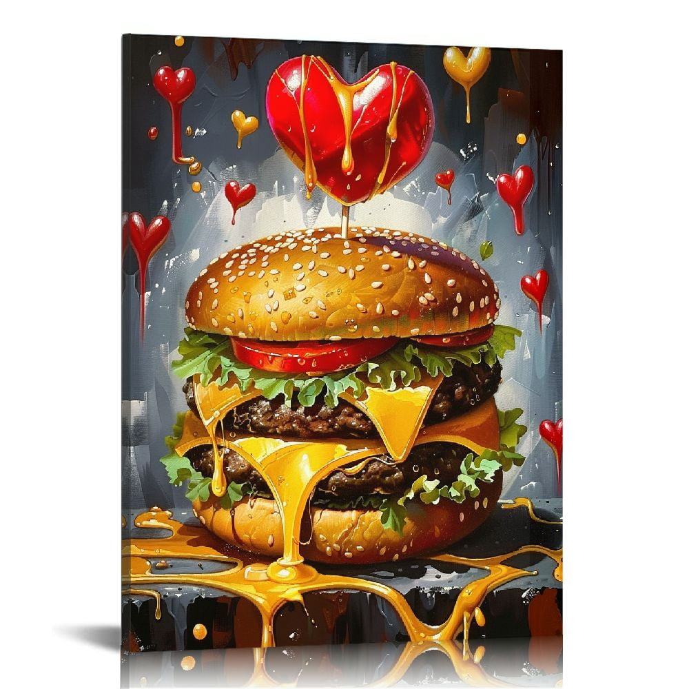 ARISTURING Burger Art Canvas Prints,Fast Food Canvas Wall Art Pictures ...