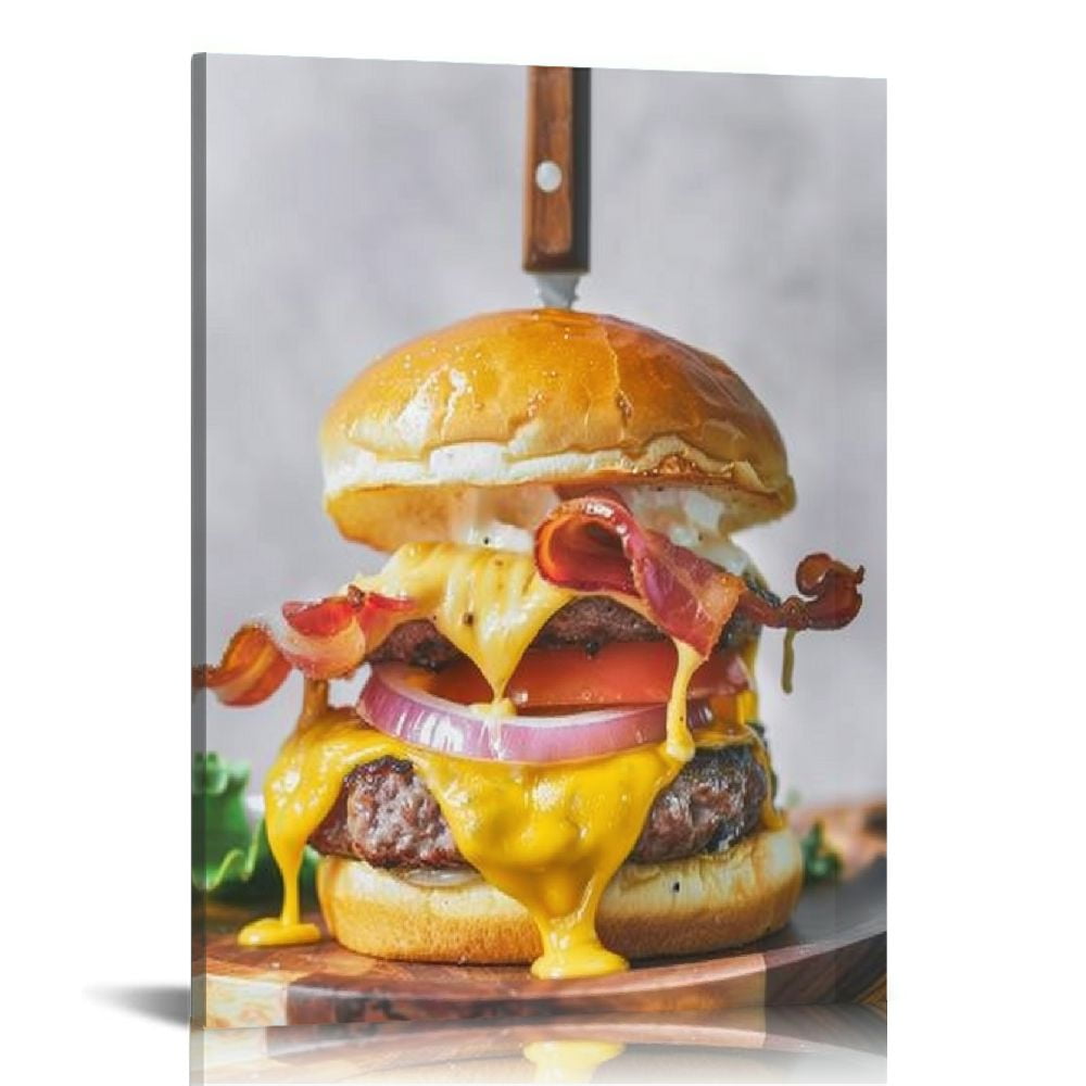 ARISTURING Burger Cheeseburger Canvas Poster Bedroom Decor Sports ...