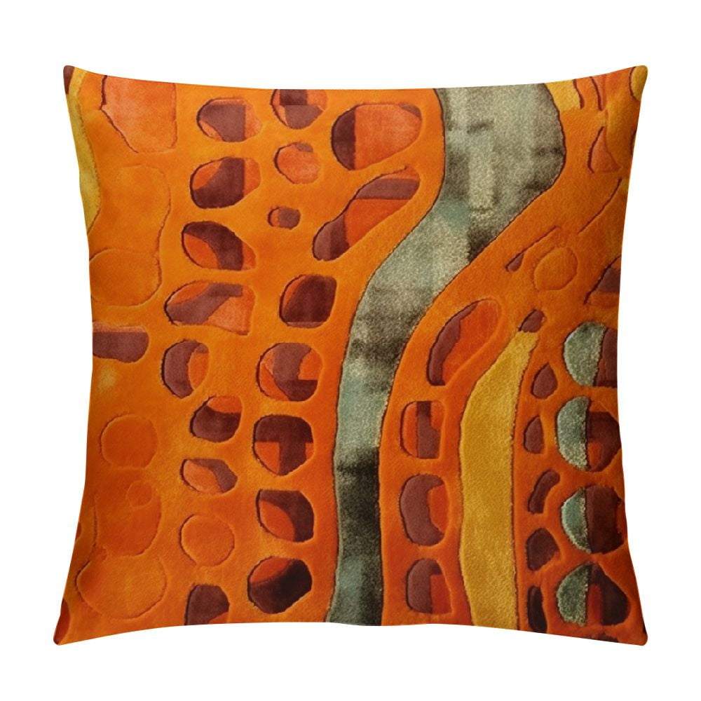 HENGT Burnt Orange Wave Lumbar Throw Pillow Cover Wavy Line Luxury ...