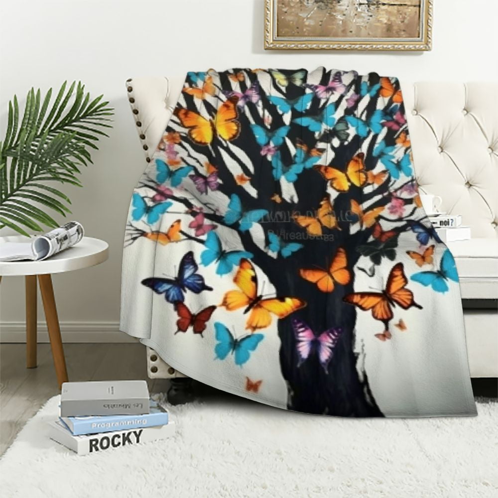 ARISTURING Butterfly Blanket Soft Flannel Cartoon Throw Blankets ...