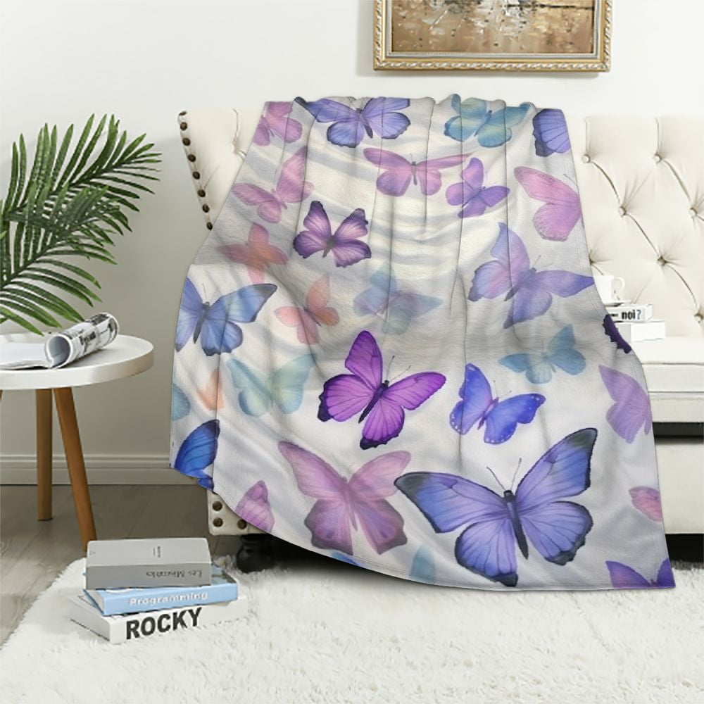 ARISTURING Butterfly Blanket Throw, Purple Butterfly Gifts for Women ...
