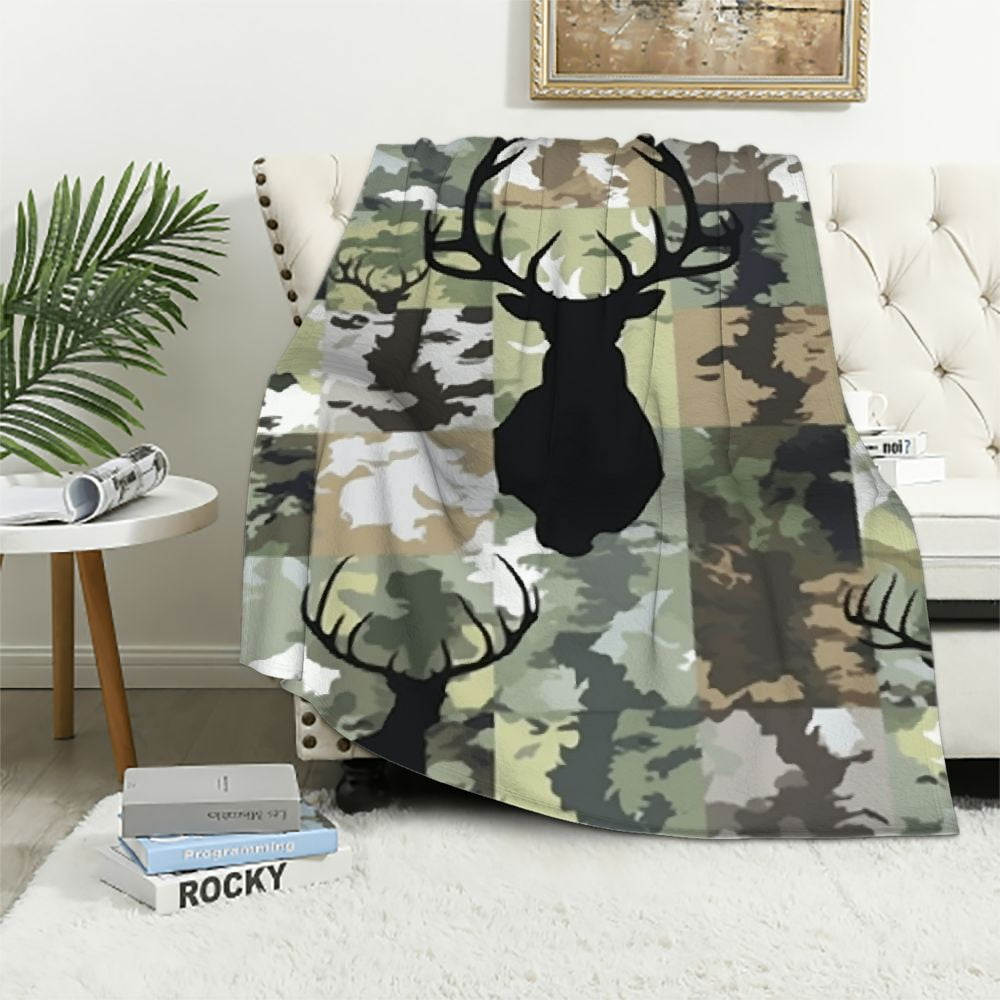 ARISTURING Camouflage Deer Blanket for Girls Woman Deer Head Throw ...