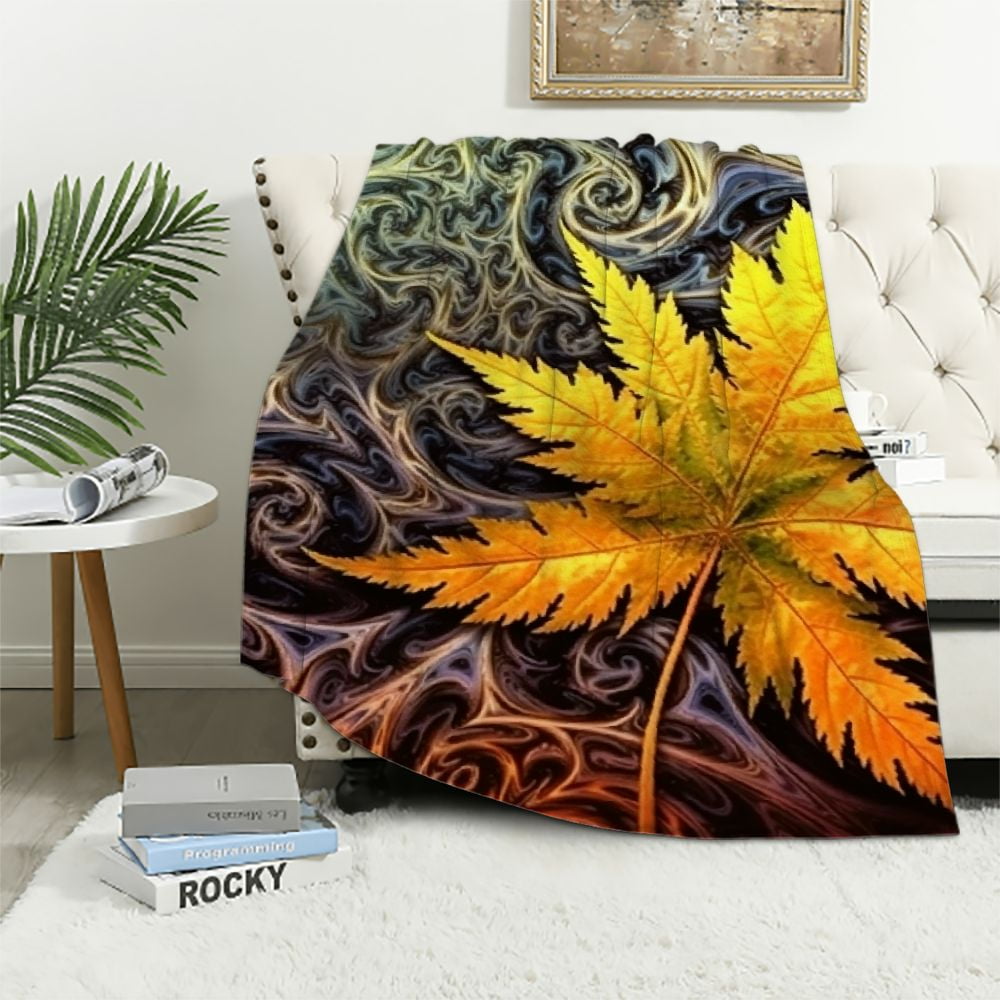 ARISTURING Cannabis Leaves Blanket Throw Bohemian Sherpa Blanket Marijuana Blanket For Kids Teen ...