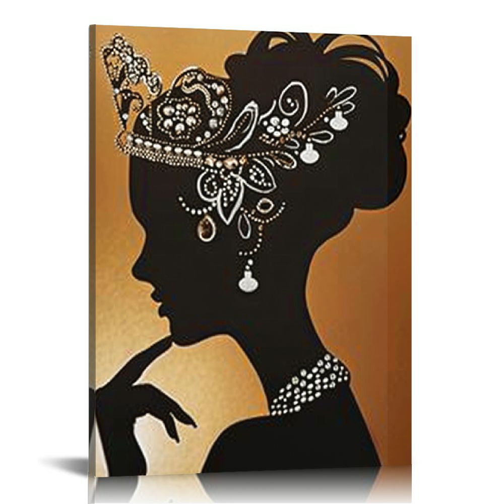 ARISTURING Canvas African American Wall Decor Black Girl African Woman Wall Painting Black Art ...