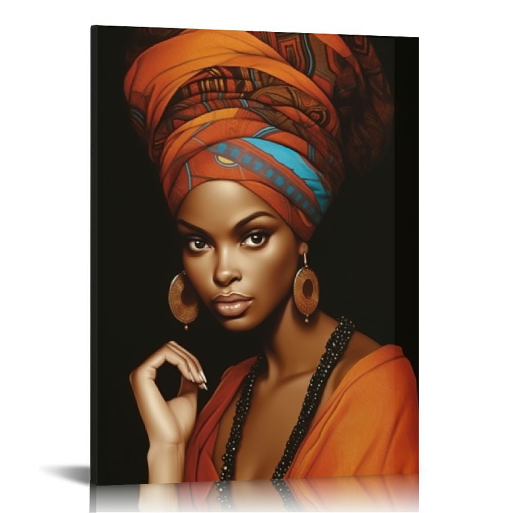 ARISTURING Canvas African American Wall Decor Black Girl African Woman Wall Painting Black Art ...